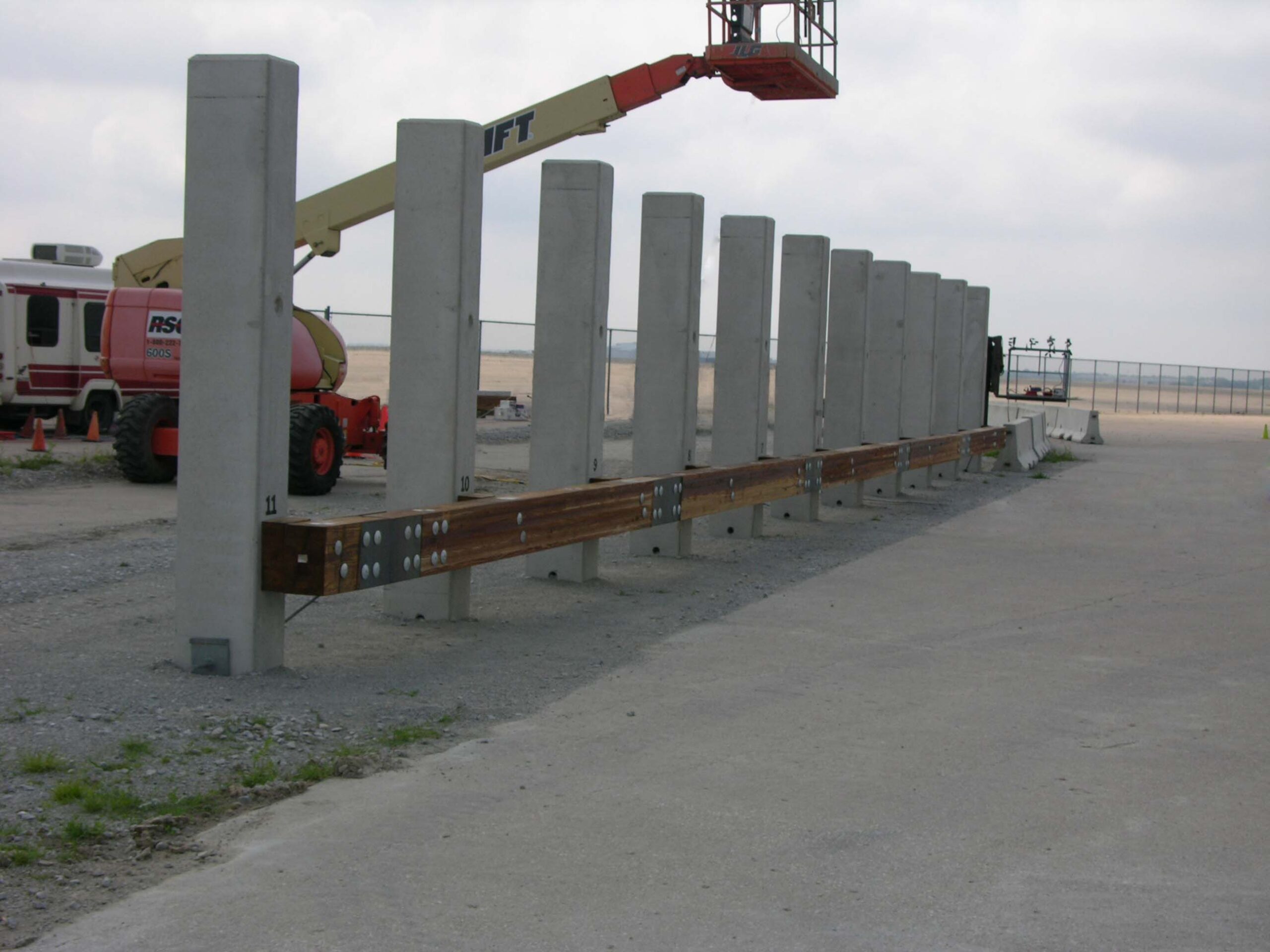 Timber Guardrail System for Attachment to Noise Wall - Task Force 13